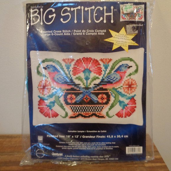 Janlyn's | Art | Janlyns Big Stitch Carnation Sampler Counted Cross ...